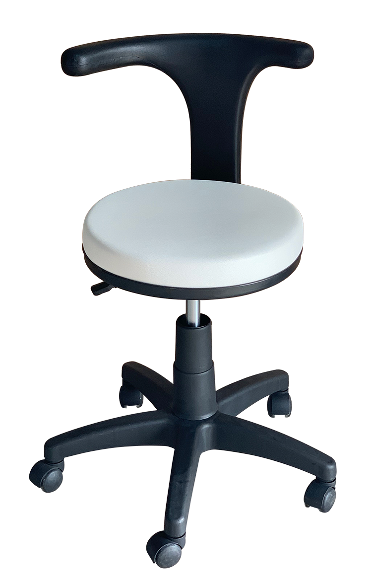 Medical Doctor Stool with T Shaped Backrest (White)