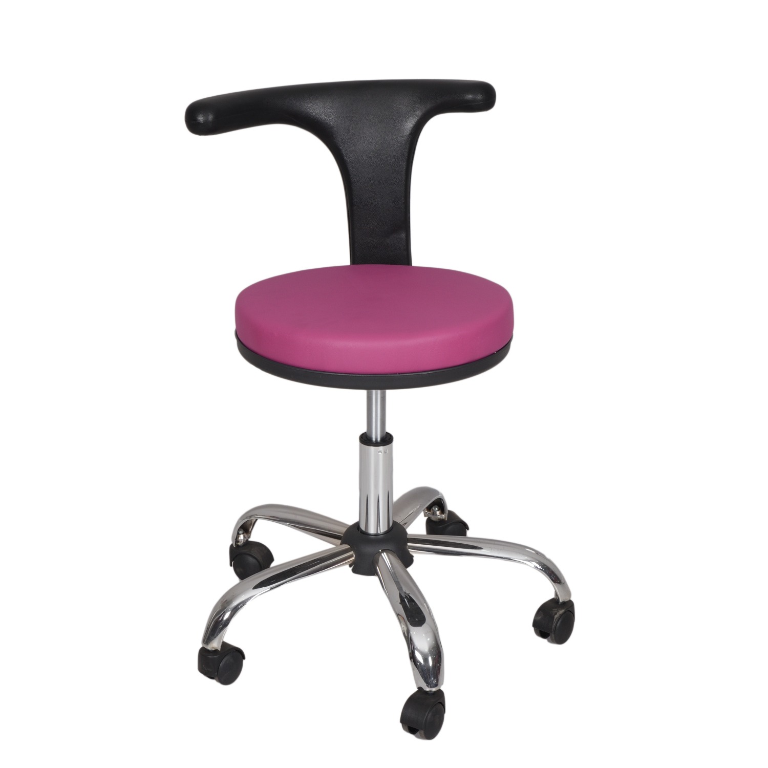 Medical Doctor Stool with T Shaped Backrest (Berry)