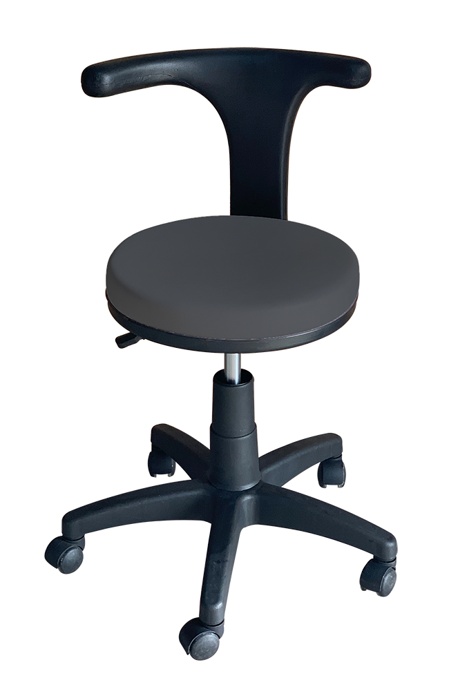 Medical Doctor Stool with T Shaped Backrest (Dark Grey)